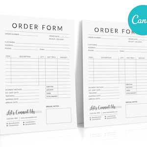 Modern Order Form Design Classic Layout Minimalist Form Printable ...