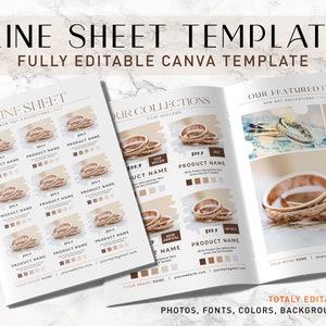 Custom Wholesale Product Line Sheet Template, Editable Retail Catalog ...