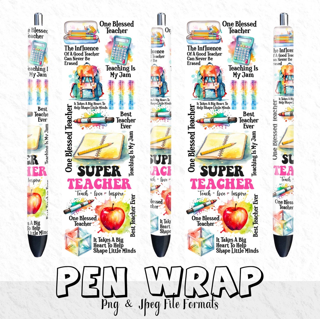Teacher Pen Wrap Design: School Classroom Supplies (PNG, JPG) - Etsy
