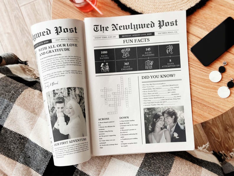 Editable Wedding Newspaper Program Template, Canva (digital Download ...