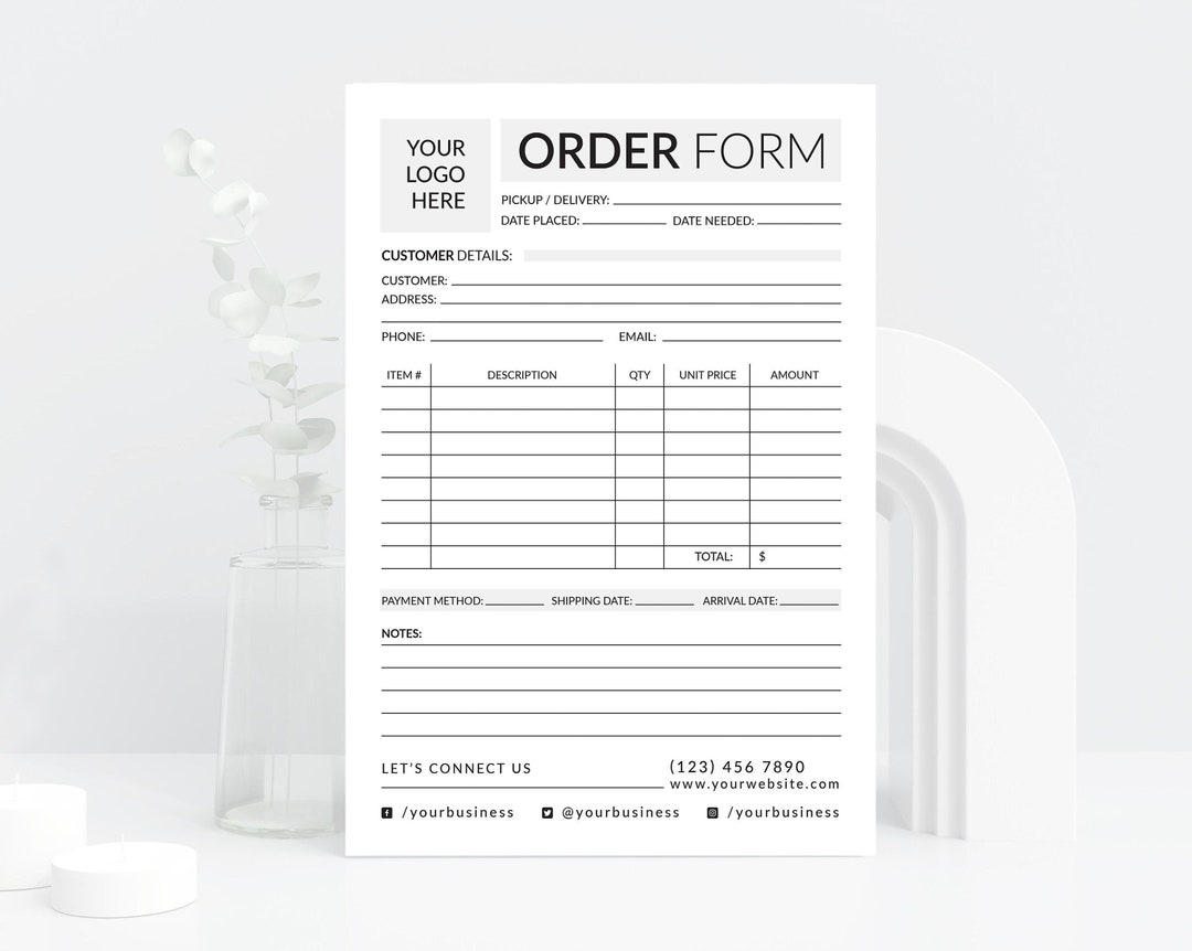 Custom Wholesale Order Form Canva Template Online Business Purchase