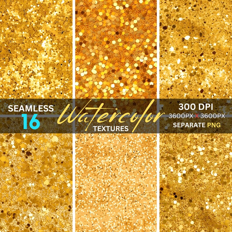 Gold Glitter Digital Paper: 16 Seamless Sparkle Textures (PNG) - Etsy