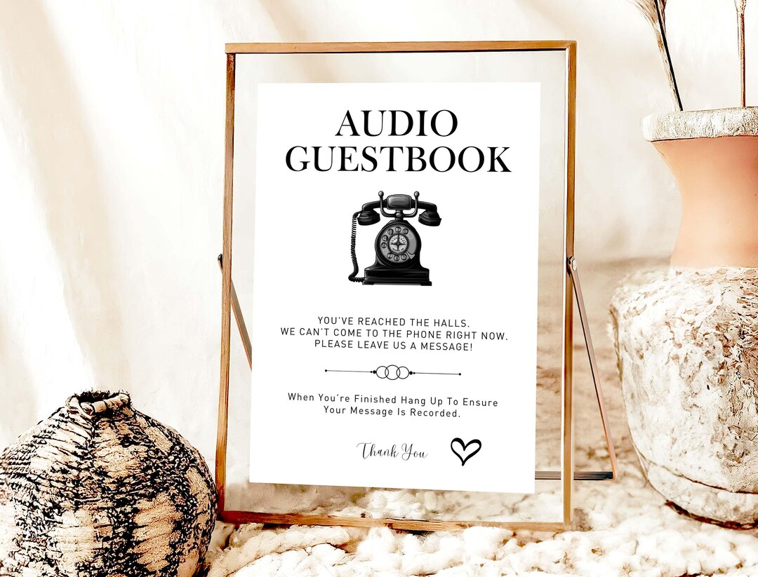 Audio Guestbook Sign Template, Wedding Guestbook, Phone Message Sign ...