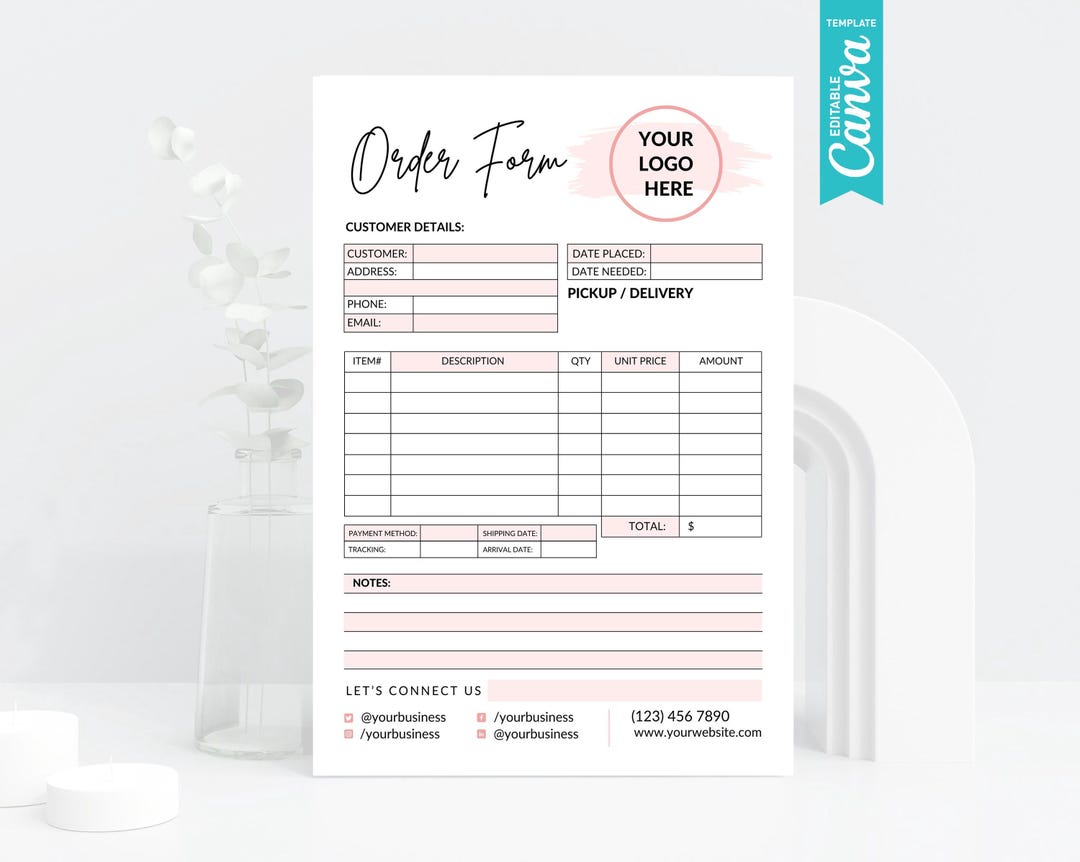 Editable Order Form, Customizable Business Template, Canva Template ...