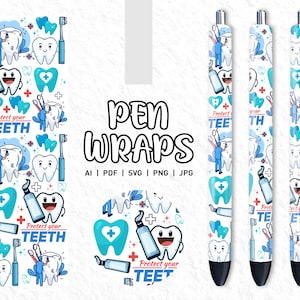 Dental Pen Wraps PNG, Sublimation Dentist Pen Wrap Design, Dental Pen ...