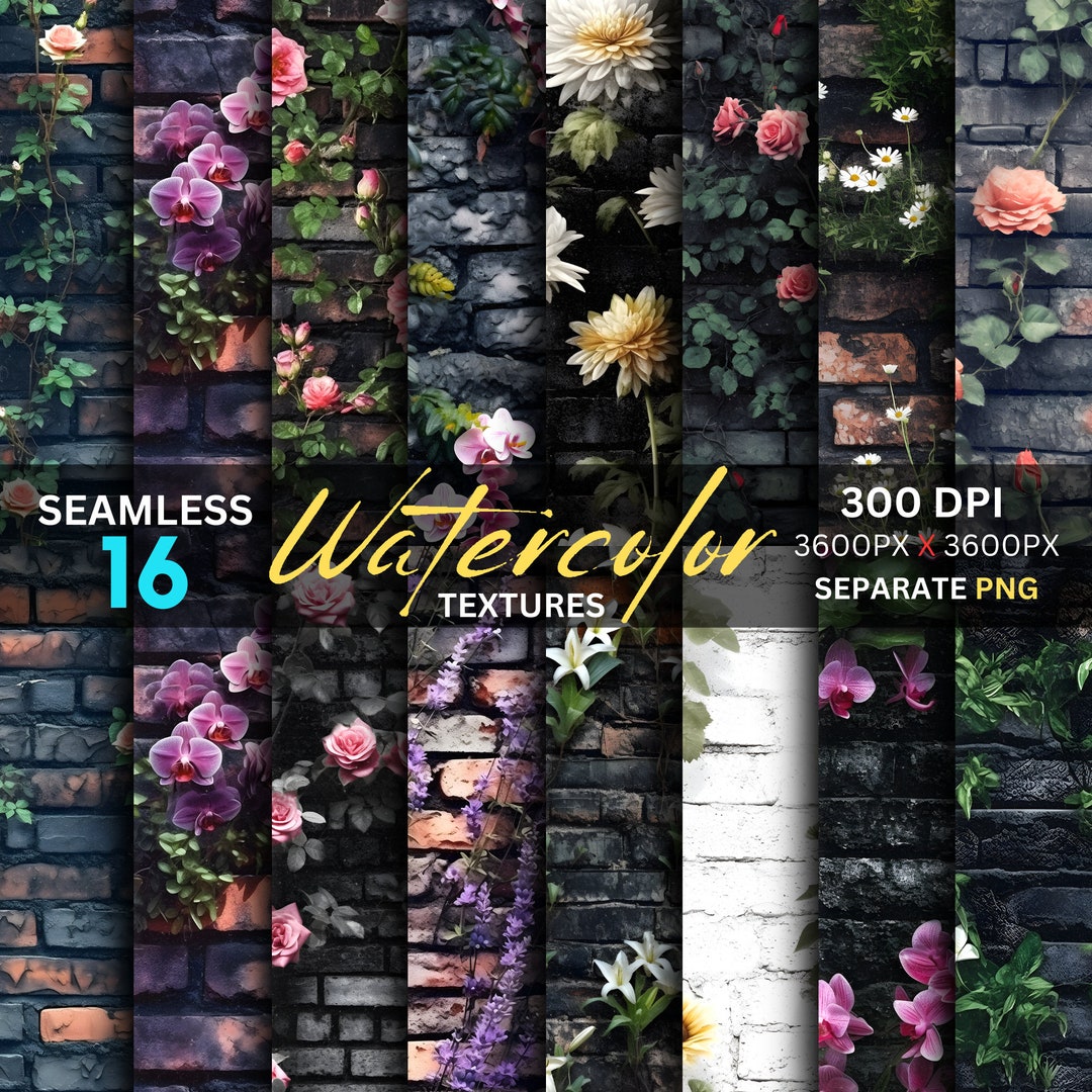 Bricks Wall Texture Overgrown Flowers Brick Textures Rustic Brick ...
