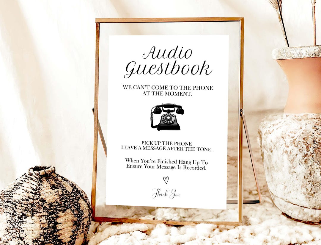 Editable Audio Guestbook Sign: Minimalist Wedding Guestbook (digital ...