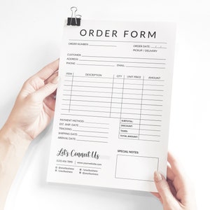 Modern Order Form Design Classic Layout Minimalist Form Printable ...