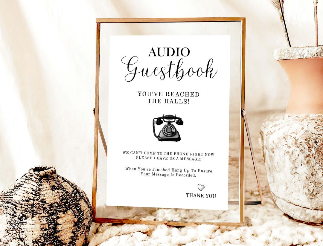 Editable Audio Guestbook Sign, Telephone Guestbook, Minimalist Audio ...