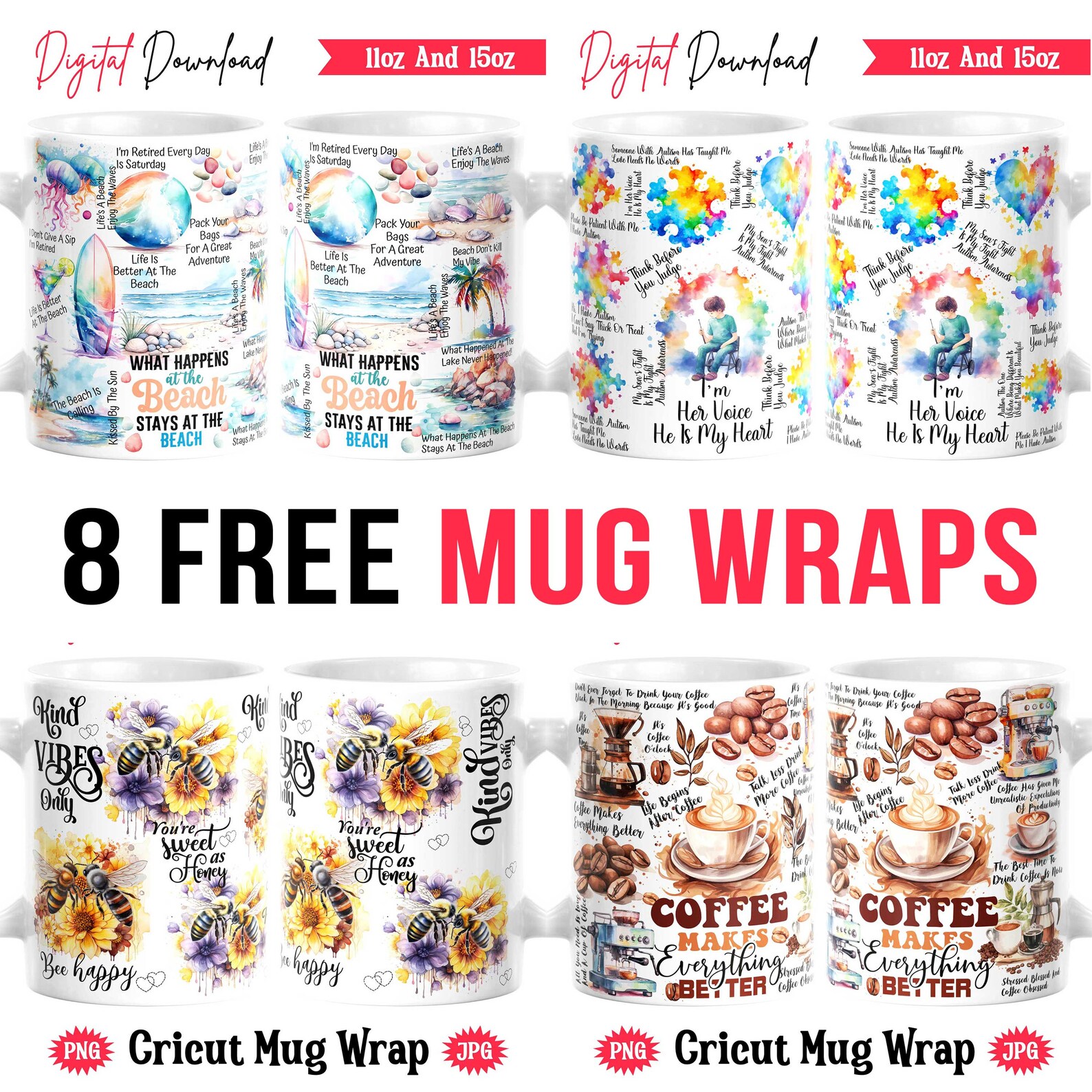 Coffee Life Mug Wraps PNG, Cricut Mug Press, Sublimation Coffee Mug ...