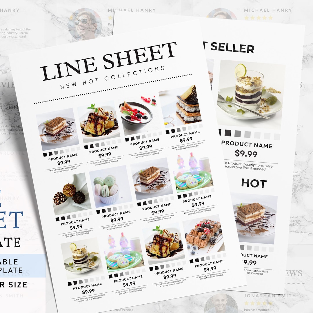 Custom Line Sheets Template for Wholesale Business, Editable Retail ...