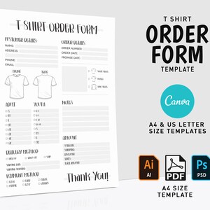 Custom Tee Order Form | Shirt Purchase Order Form | Printable Order ...