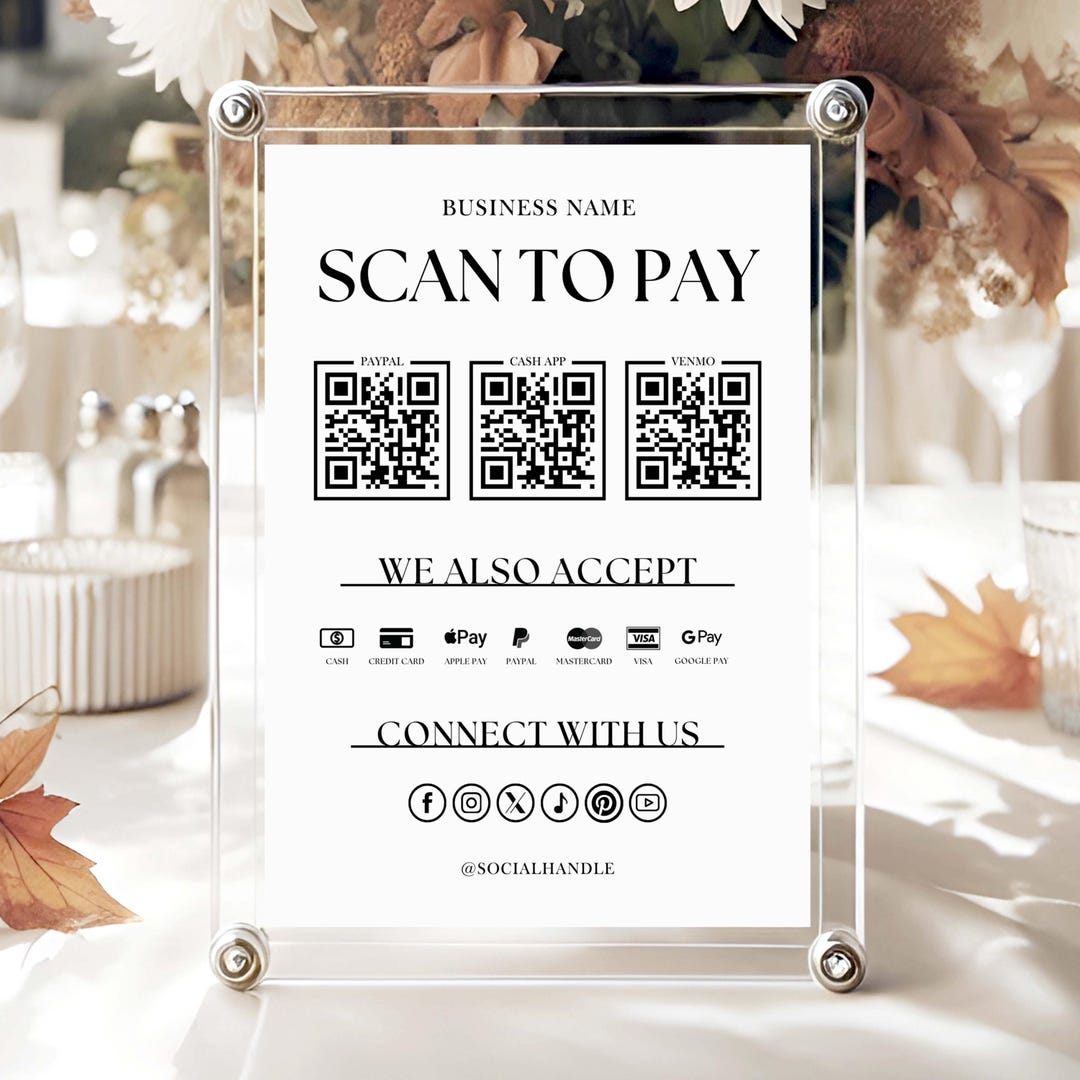 Scan to Pay QR Code Sign Business, Scan to Pay Template, Small Business ...