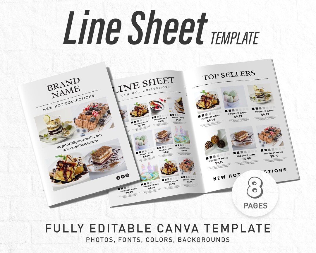 Custom Line Sheets Template for Wholesale Business, Editable Retail ...