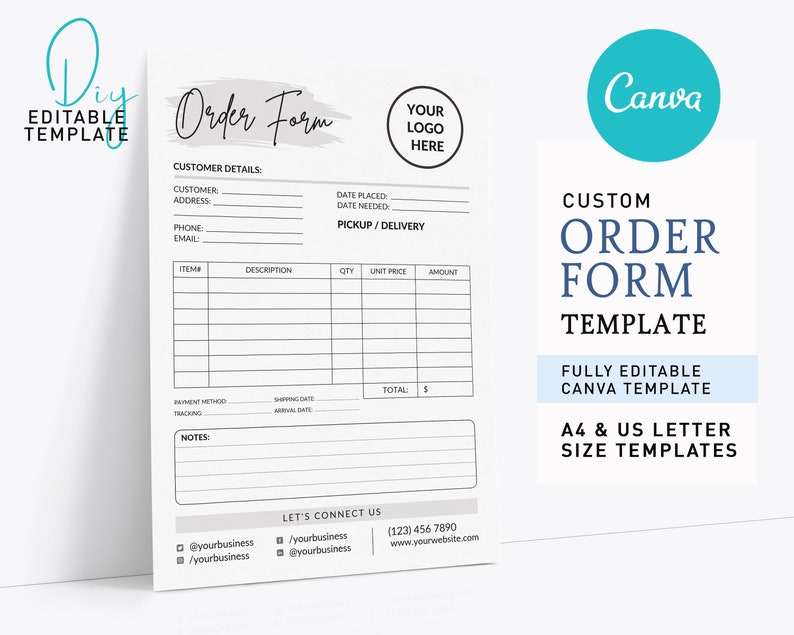 Custom Order Form Template Purchase Order Form Template - Etsy Custom Order Form Template Purchase Order Form Template - Etsy
