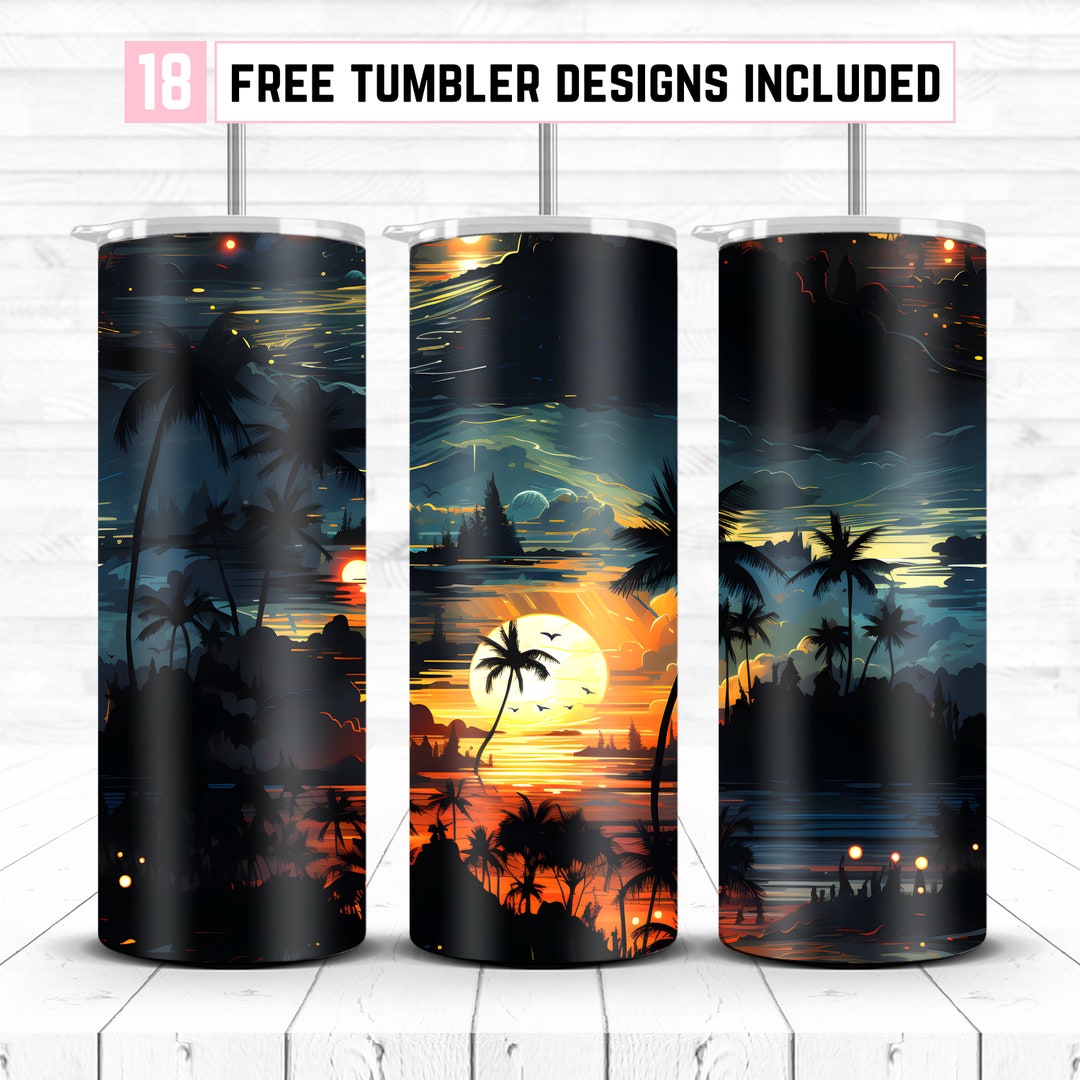 Beach Sunset Tumbler Sublimation Design: 20oz Skinny Tumbler (PNG) - Etsy