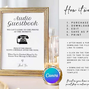 Audio Guestbook Sign, Editable Phone Guestbook Sign, Wedding Guestbook ...
