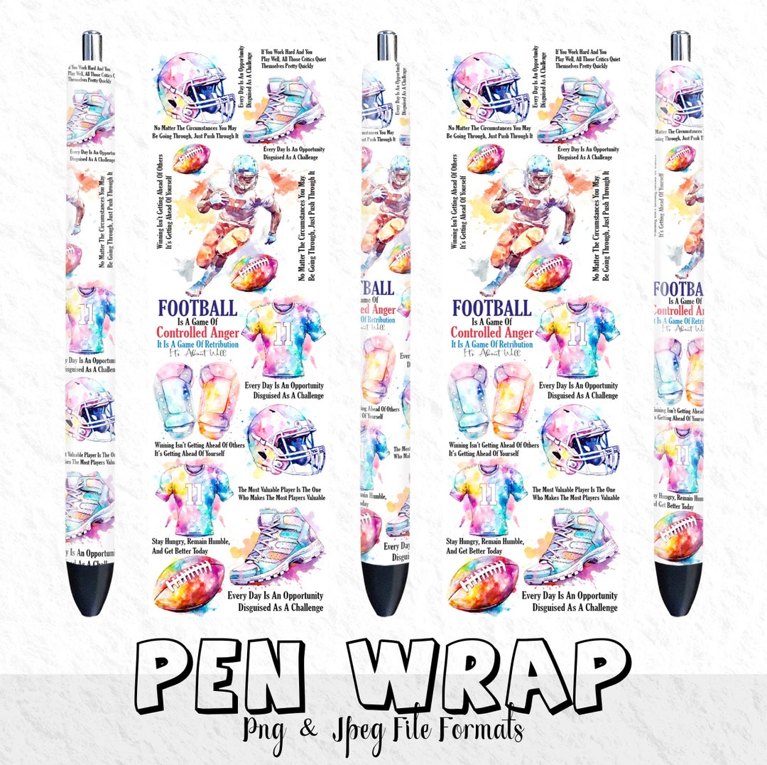 Football Pen Wrap PNG, Printable Epoxy Pen Wrap, Football Pen Wrap ...
