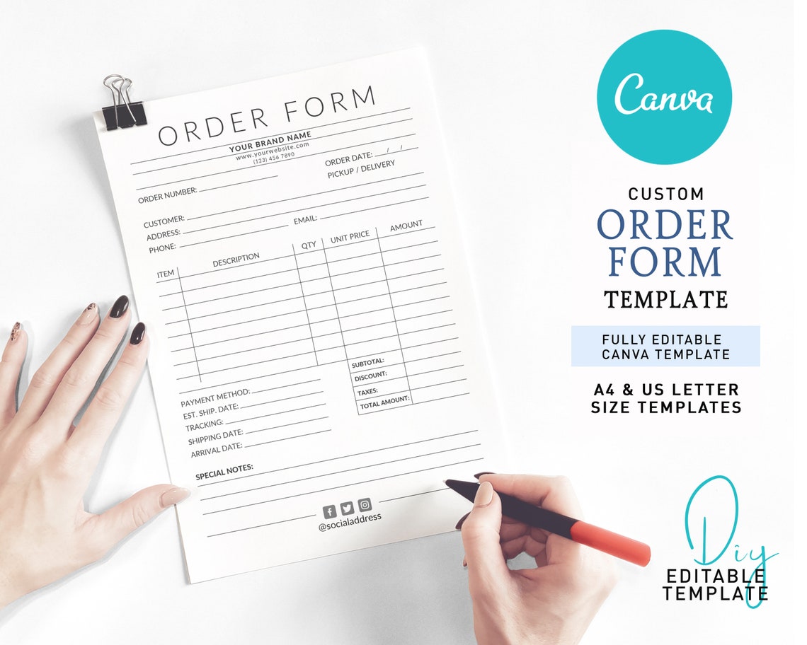 Order Form Template Purchase Order Form Template Order Form - Etsy