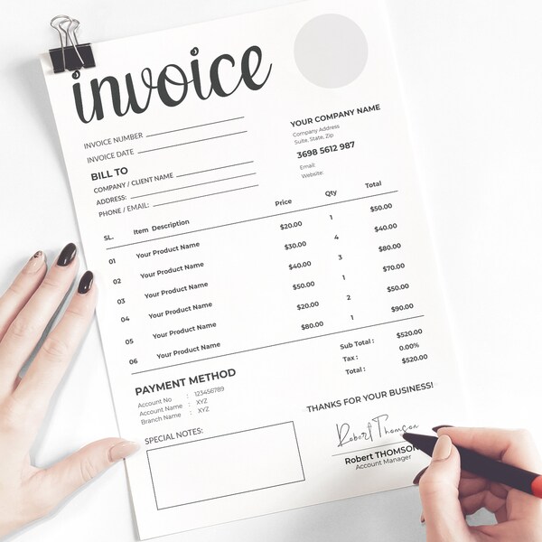 Billing Invoice Template - Etsy