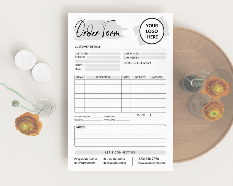 Custom Order Form Template Purchase Order Form Order Form - Etsy