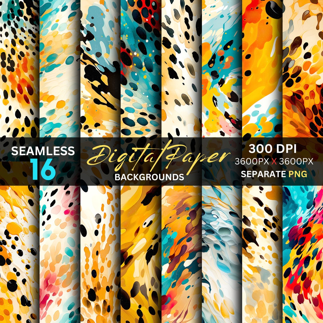 Leopard Print Digital Paper, Seamless Pattern PNG, Scrapbooking Papers ...