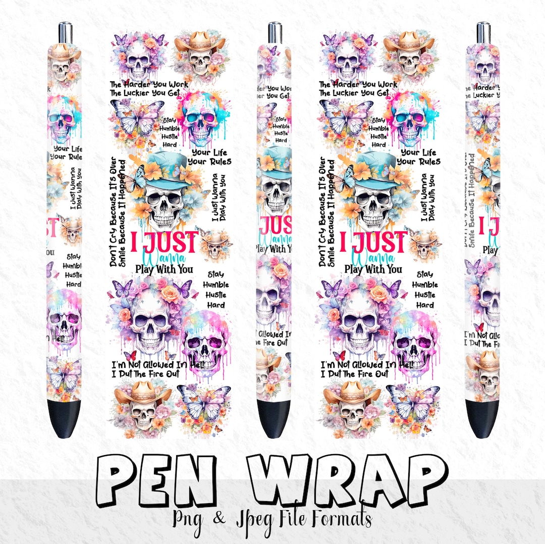 Skull Pen Wrap PNG, Epoxy Pen Wrap, Waterslide Pen Wrap, Inkjoy Pen ...