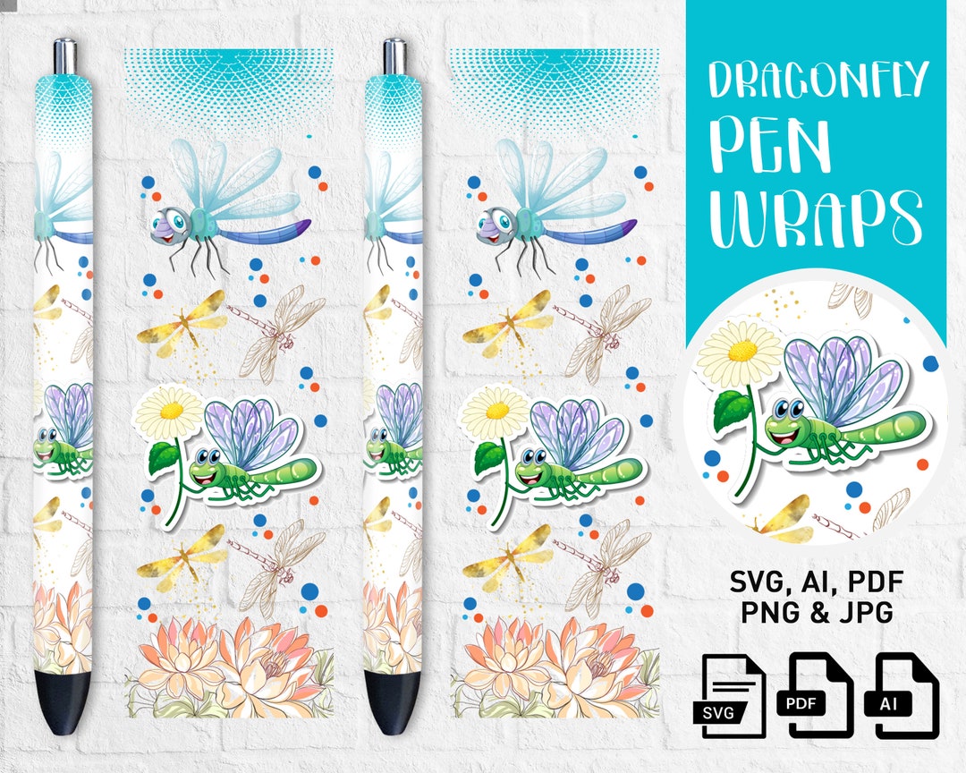 Dragonfly Pen Wrap: Glitter Epoxy, Sublimation, Waterslide (digital) - Etsy