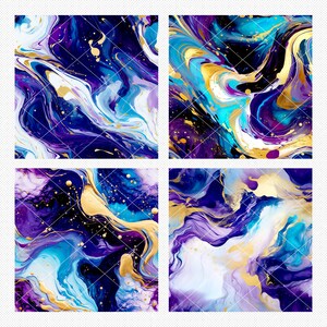 Blue and Gold Abstract Painting Digital Paper Texture, Seamless Digital ...