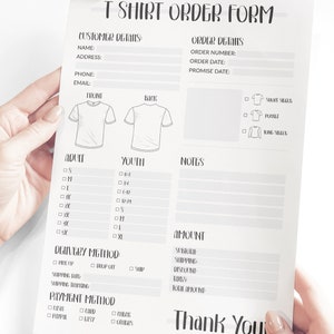 Custom Tee Order Form | Shirt Purchase Order Form | Printable Order ...