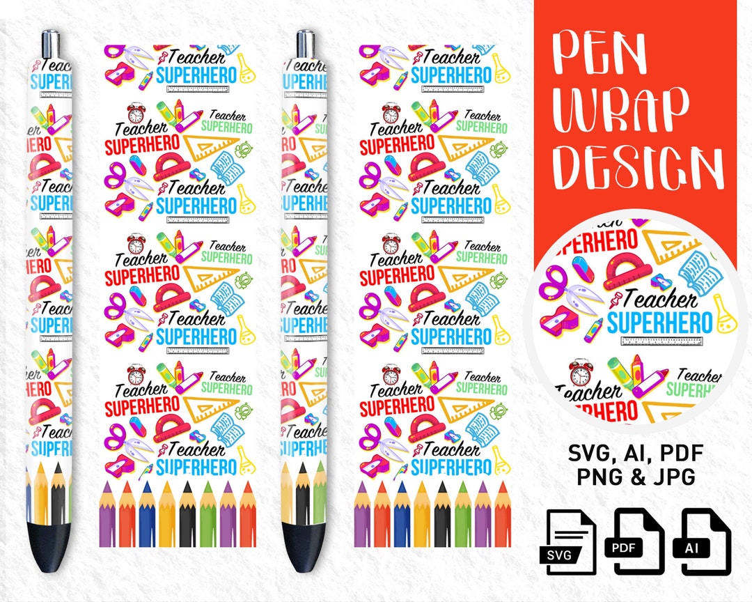 Teacher Pen Wrap School Pen Wrap Glitter Pen Wraps Epoxy Etsy