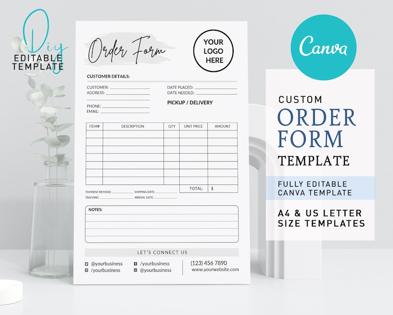 Custom Order Form Template Purchase Order Form Template - Etsy