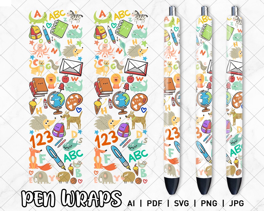 School Pen Wrap, Epoxy Pen Wraps, Pen Wrap Png, Pen Wrap SVG, Glitter ...