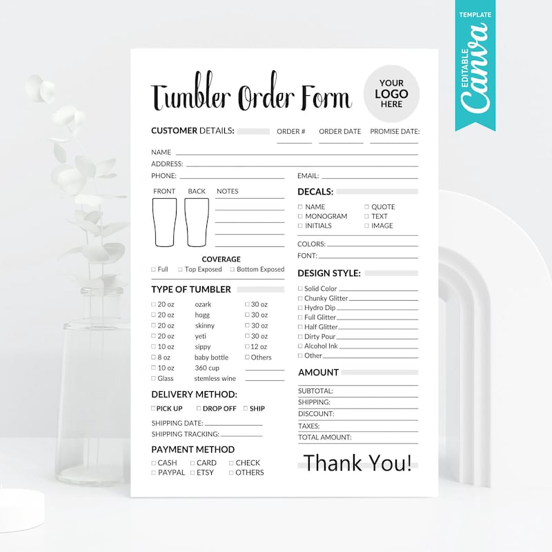 Cup Order Form - Etsy