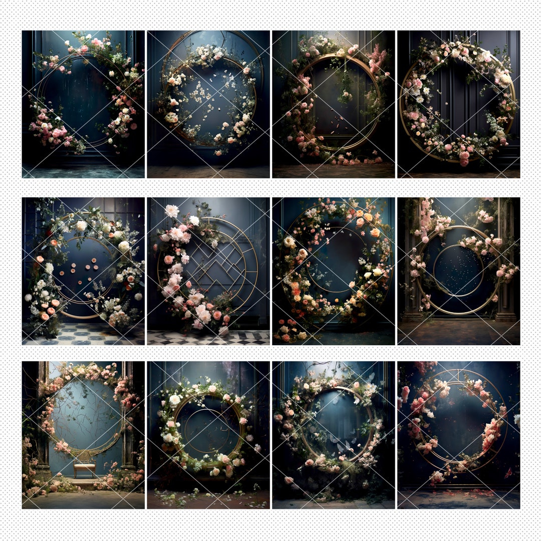 Flower Frame Digital Backdrops, Flower Digital Backdrop, Floral Frame ...