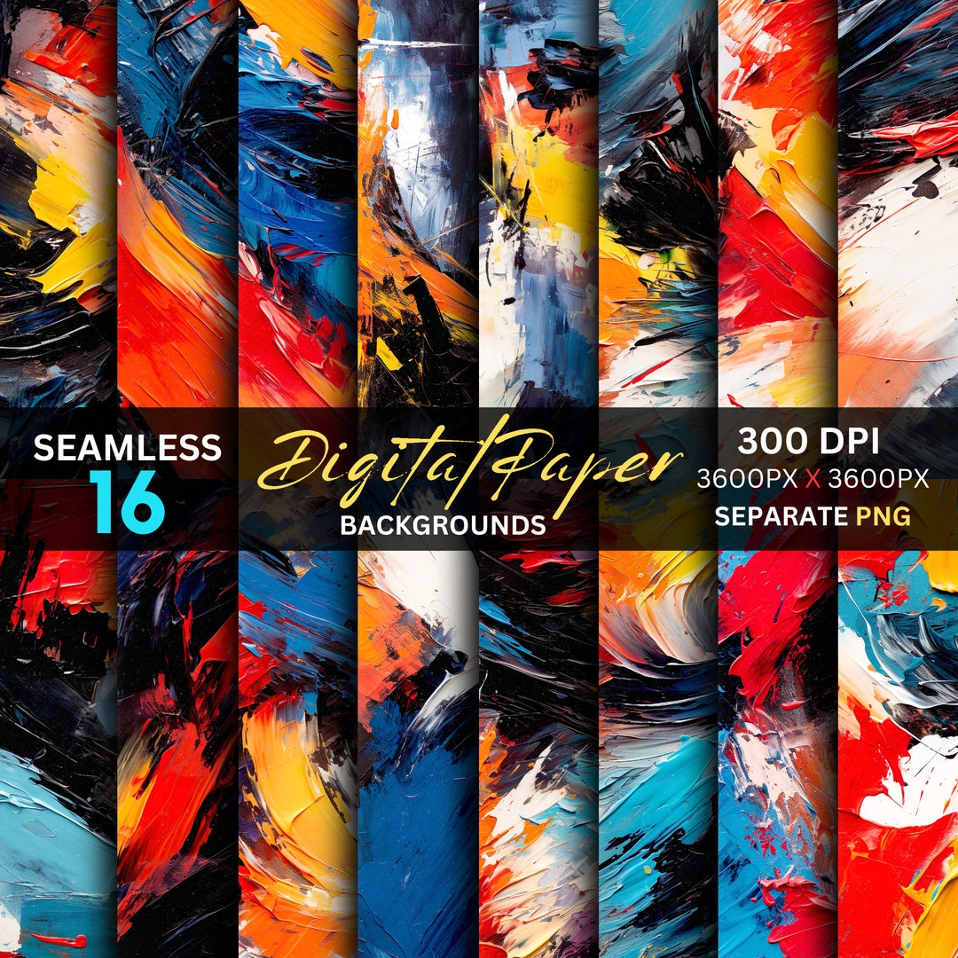 Oil Painting Digital Paper, Texture Background PNG, Digital Seamless ...