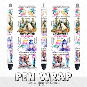 Camping Pen Wraps PNG, Sublimation Camping Pen Wrap Watercolor, Digital ...