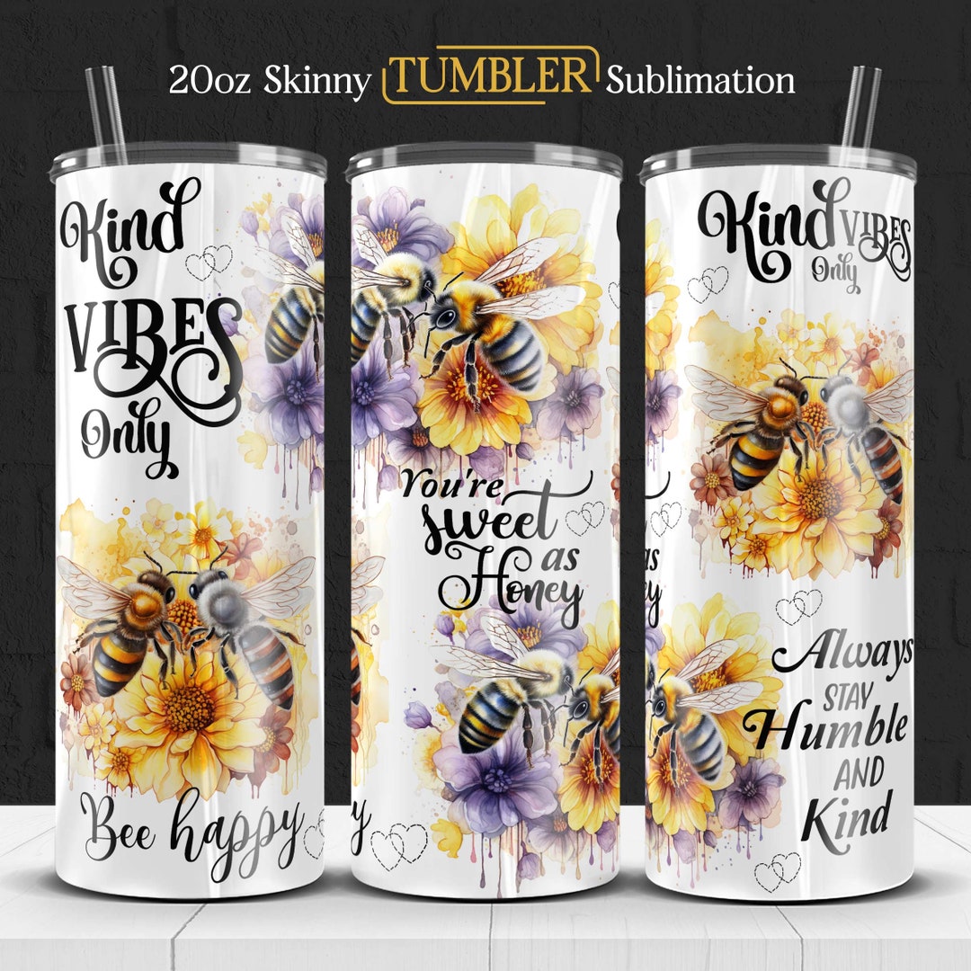 Bee Tumbler Wrap, 20oz Skinny Tumbler Wrap, Honey Tumbler Wrap ...