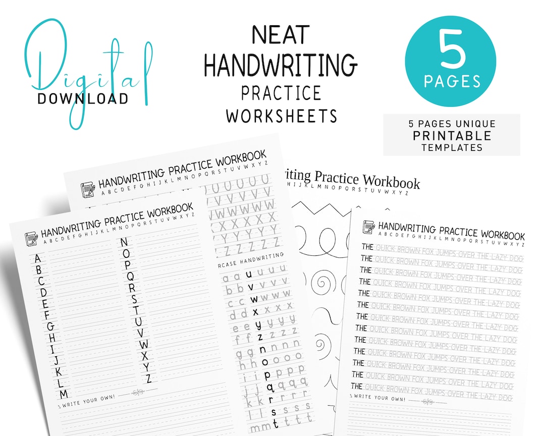 Printable Neat Handwriting Practice Workbook, Handwriting Workbook PNG ...