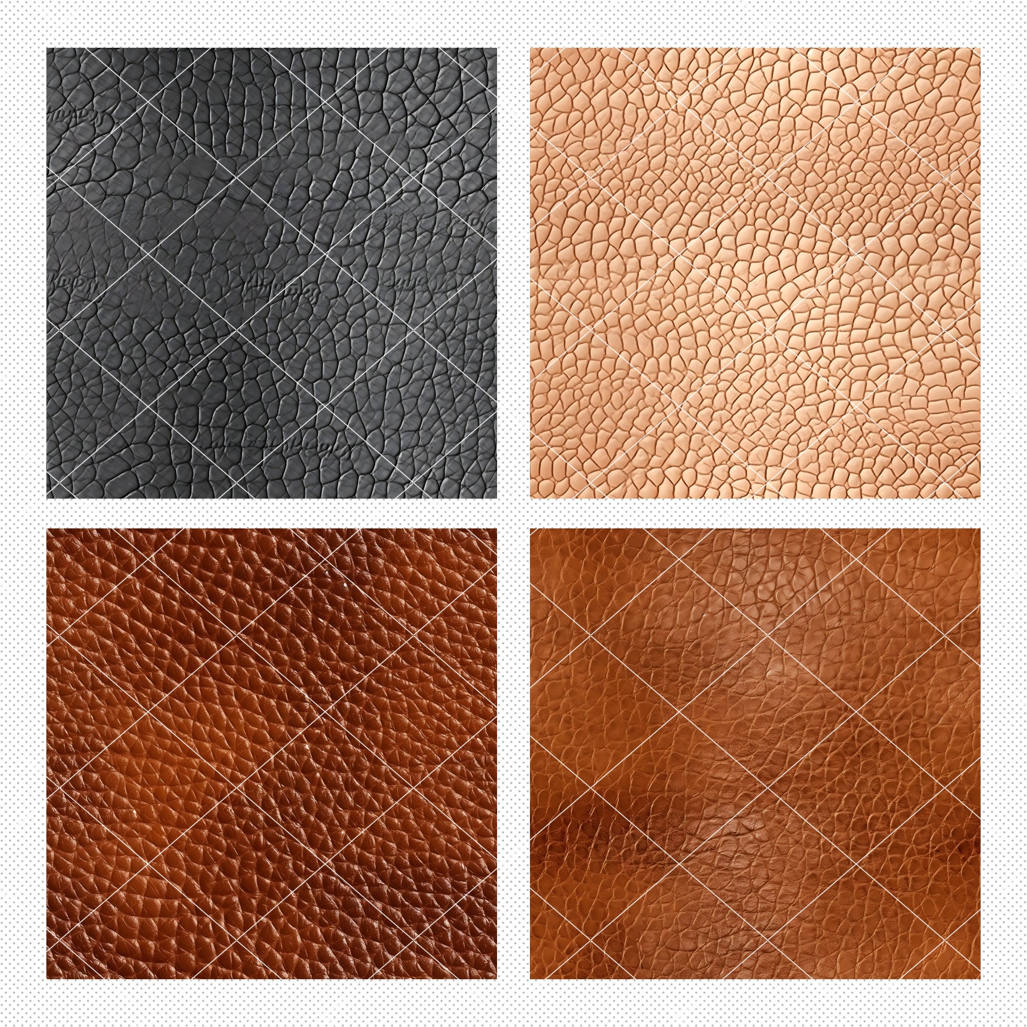 Leather Texture Digital Paper: 16 Seamless PNG Patterns (digital ...
