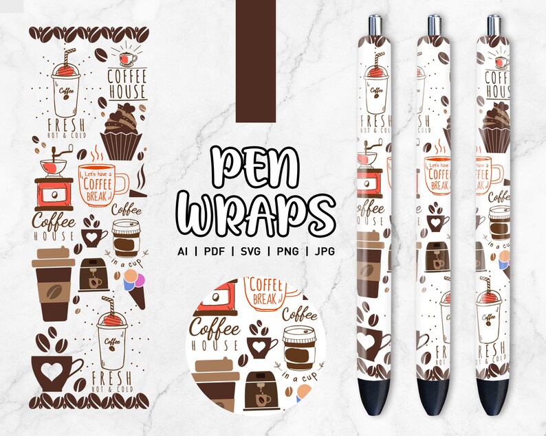 Coffee Pen Wrap: Sublimation Design (SVG, PNG, JPG) - Etsy
