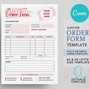 Custom Order Form Template Purchase Order Form Order Form Order Form ...