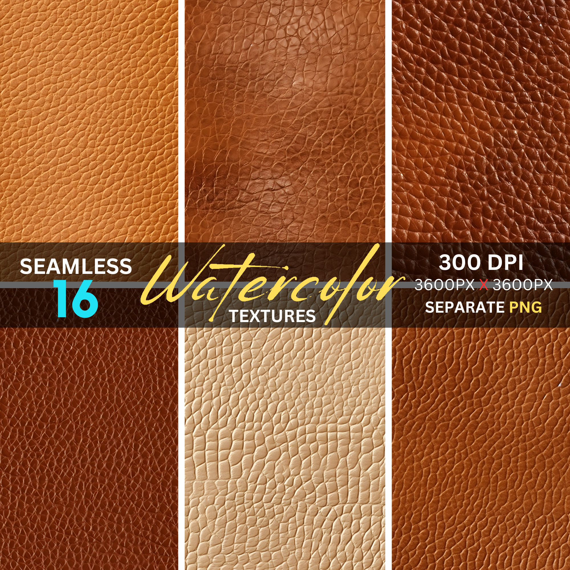 Leather Texture Digital Paper: 16 Seamless PNG Patterns (digital ...