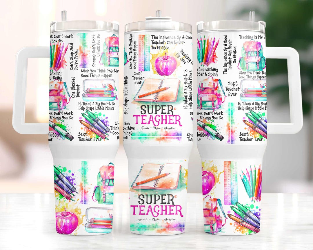 Watercolor Teacher Tumbler Wrap: 40oz Quencher Design (PNG, JPG) - Etsy