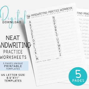 Printable Neat Handwriting Practice Workbook, Handwriting Workbook PNG ...