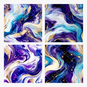 Blue and Gold Abstract Painting Digital Paper Texture, Seamless Digital ...