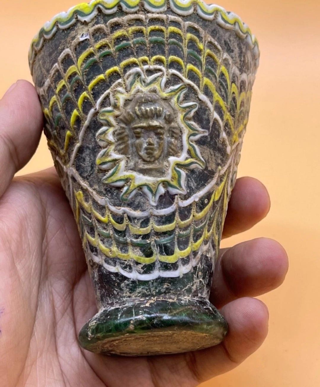 Rare Roman Queen Phoenician Colored Glass Cup With Gold Decorations Ca ...