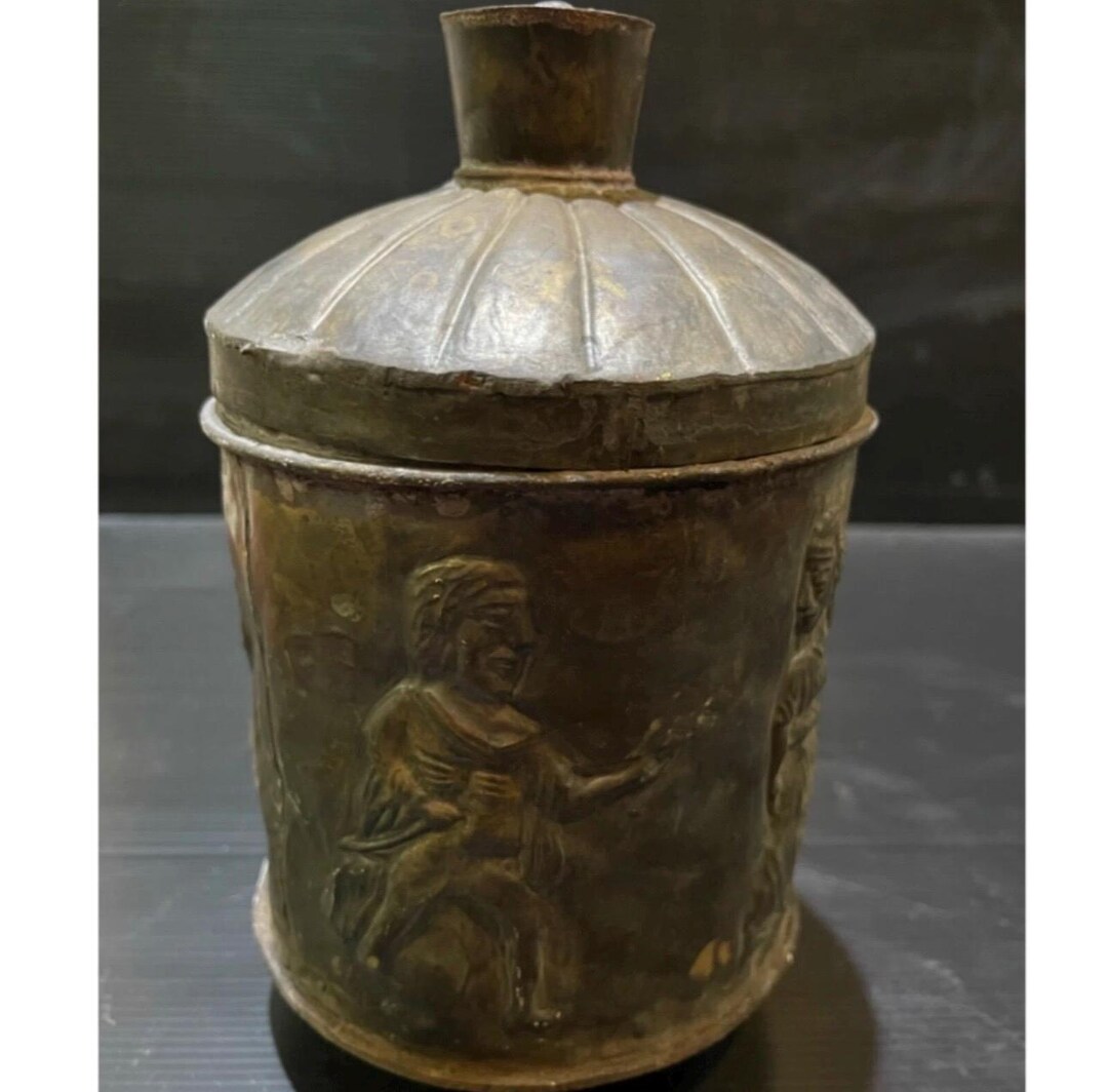 Ancient Near Eastern Bronze Cannister for Important Goods Richly ...