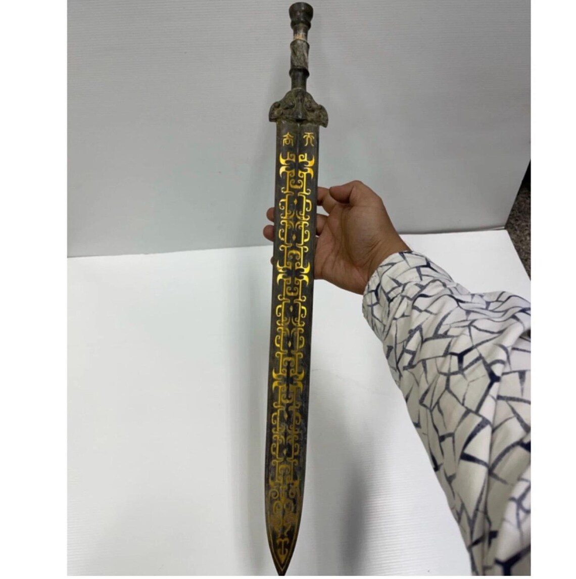 Unique Ancient Roman Bronze 18K Gold Work on Sword Excellent Sword ...