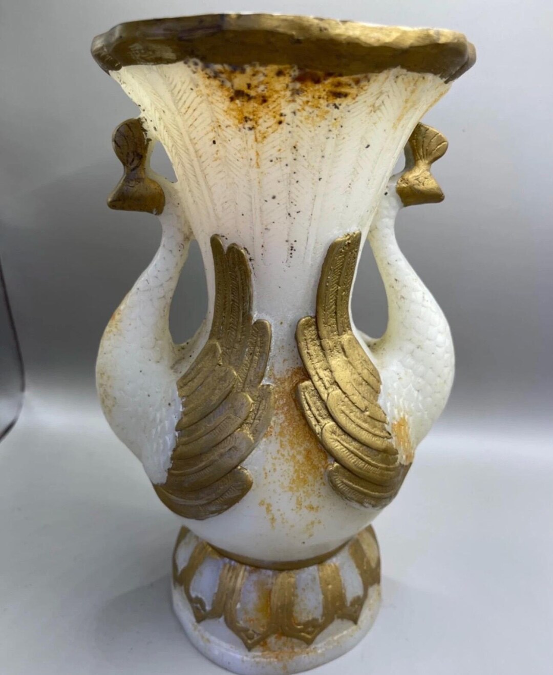 Ancient Near Eastern Jade Stone Vessel With Gold Gilded Bird Handles ...